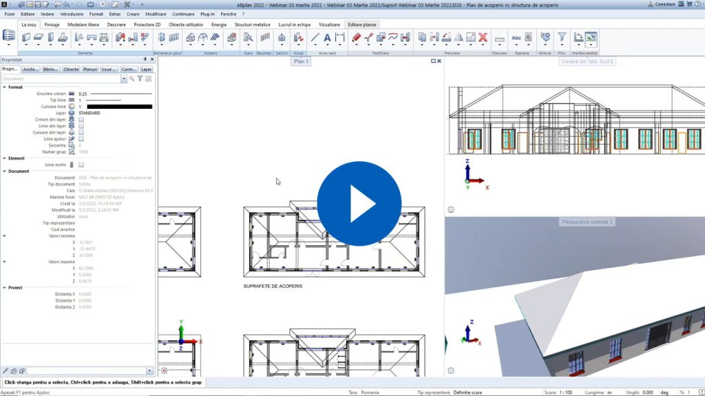 Utilizarea planurilor de lucru în Allplan 2022. Acoperiș, planuri libere - ALLBIM NET
